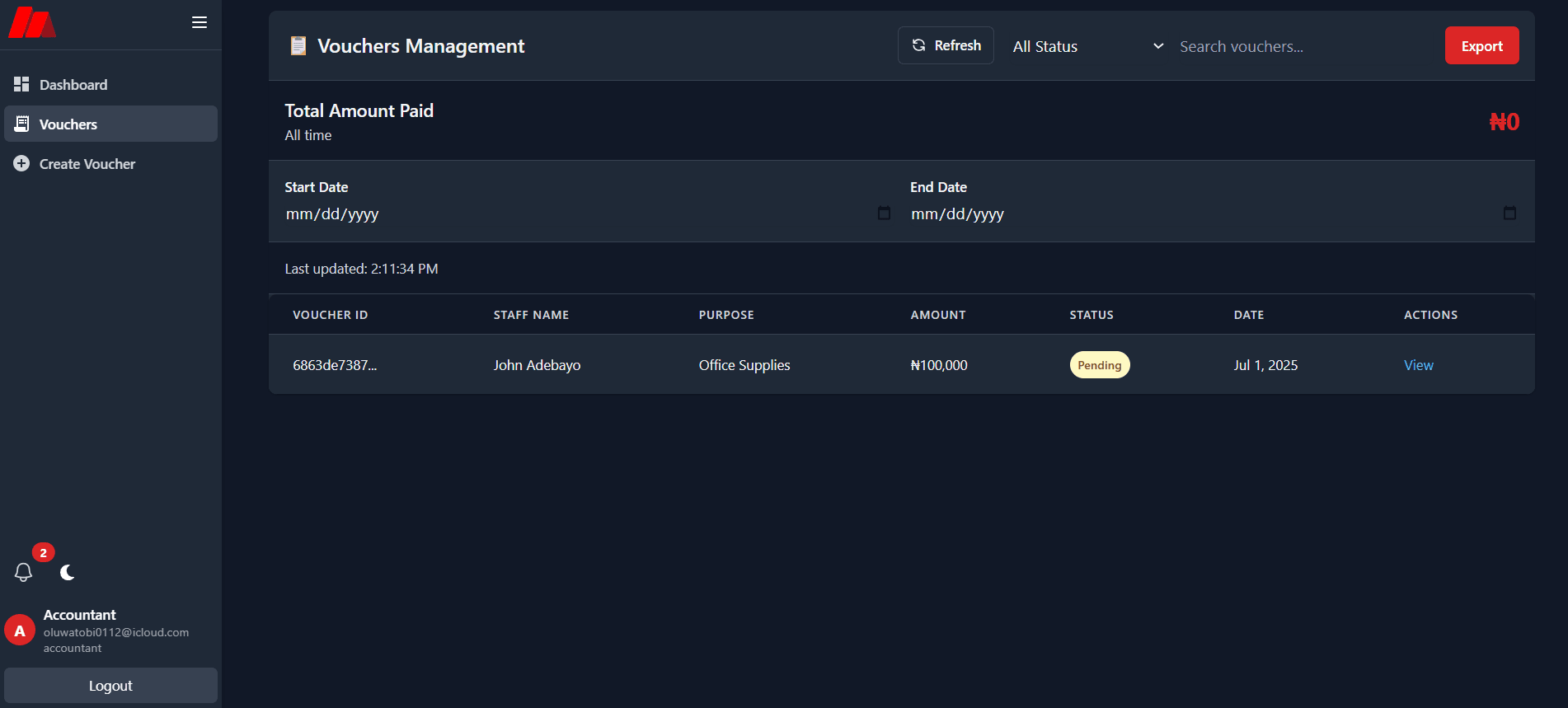 Voucher Management System - Subscription Portal